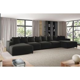 Fun Moebel - Wohnlandschaft Sofa U-Form Designersofa megan xl in Stoff Salvador Schwarz