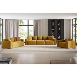 Fun Moebel - Sofaset Designersofas megan 3-2-1 in Stoff Salvador Honiggelb