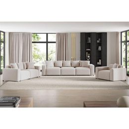 Sofaset Designersofas MEGAN 3-2-1 in Stoff Salvador Hellbeige