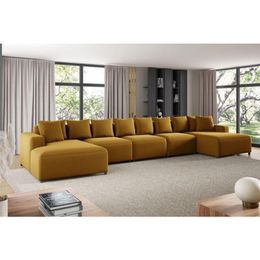 Fun Moebel - Wohnlandschaft Sofa U-Form Designersofa megan xl in Stoff Salvador Honiggelb