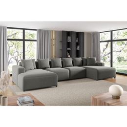 Fun Moebel - Wohnlandschaft Sofa U-Form Designersofa megan in Stoff Salvador Grau