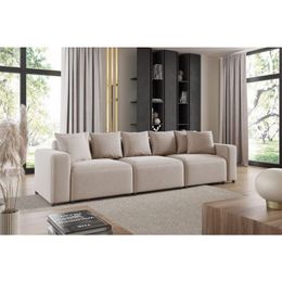 Fun Moebel - Sofa Designersofa Bigsofa megan 3-Sitzer in Stoff Salvador Hellbeige