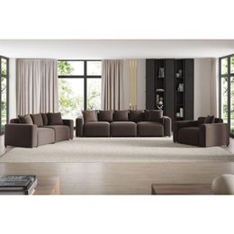 Fun Moebel - Sofaset Designersofas megan 3-2-1 in Stoff Salvador Braun