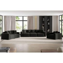 Fun Moebel - Sofaset Designersofas megan 3-2-1 in Stoff Salvador Schwarz