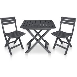 vidaXL - 3-tlg. Bistro-Set Klappbar Kunststoff Anthrazit