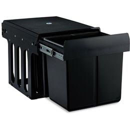 Einbaumülleimer 3-fach, ausziehbar, Küchenmülleimer für Unterschrank, 15l & 2x 8l, 35,1x34,3x48 cm, schwarz - Relaxdays