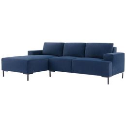 Vente-unique - Ecksofa - Ecke links - Samt - Blau - madaleni