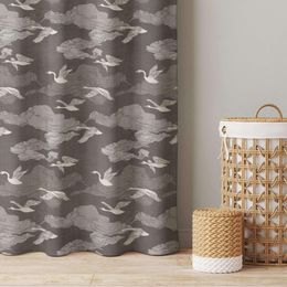 Vorhang Wilde Schwäne grau - blickdichte Gardine Illustration Muster Tiere Wohnzimmer Schlafzimmer Küche Bad Badezimmer Grau