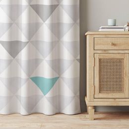 Vorhang No.YK64 Dreiecke Grau Weiß Türkis - blickdichte Gardine Illustration Kinder Muster Kinderzimmer Baby Babyzimmer Mädchen Mädchenzimmer Jungen