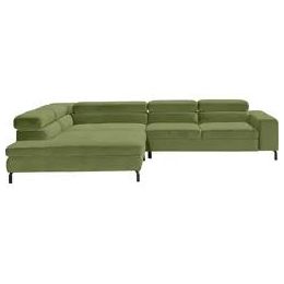 Ecksofa "Felicia Due L-Form", grün, B:312cm H:69cm T:216cm, 100% Polyester, Gallery M BRANDED BY MUSTERRING, Sofas, Wahlweise mit Sitzvorzug, inkl. Kopfteilverstellung, Sitzhöhe 40 cm