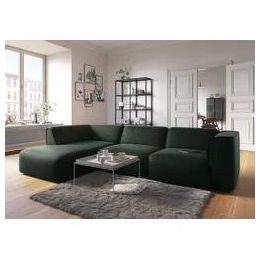 Ecksofa RAUM.ID "Merid jederzeit durch Module erweiterbar L-Form", grün (dunkelgrün), B:295cm H:70cm T:162cm, Struktur fein (100% Polyester), Samtoptik (100% Polyester), Samtcord (92% Polyester, 8% Polyamid), Sofas, als Modul oder separat verwendbar, für individuelle Zusammenstellung