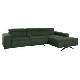 Ecksofa DOMO collection "Trento L-Form" Sofas Gr. B/H/T: 287cm x 79cm x 175cm, Struktur fein, Recamiere rechts, Mit Kopfteilverstellung, grün wahlweise mit Kopfteilverstellung, Recamiere linksrechts bestellbar