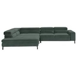 Ecksofa "Felicia Due L-Form", grün (smaragd), B:312cm H:69cm T:216cm, 100% Polyester, Gallery M BRANDED BY MUSTERRING, Sofas, Wahlweise mit Sitzvorzug, inkl. Kopfteilverstellung, Sitzhöhe 40 cm