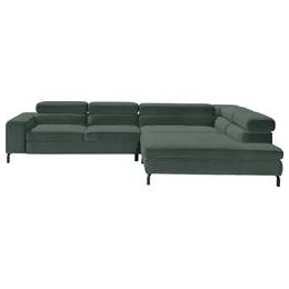 Ecksofa "Felicia Due L-Form", grün (smaragd), B:312cm H:69cm T:216cm, 100% Polyester, Gallery M BRANDED BY MUSTERRING, Sofas, Wahlweise mit Sitzvorzug, inkl. Kopfteilverstellung, Sitzhöhe 40 cm