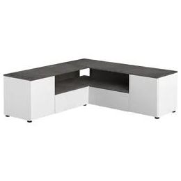 Mendler TV-Bank TEMAHOME "Angle TV Tisch", weiß (weiß, betonfarbig), B:130cm H:45cm T:40cm, Melamin, Sideboards