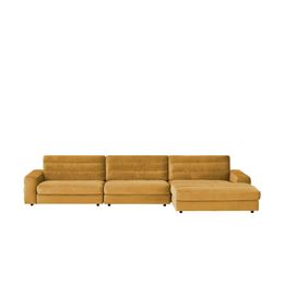 Höffner Ecksofa Samt Scarlatti ¦ gelb ¦ Maße (cm): B: 416 H: 83 T: 205