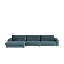 Höffner Ecksofa Samt Scarlatti ¦ blau ¦ Maße (cm): B: 416 H: 83 T: 205