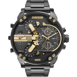 Chronograph Diesel "MR. DADDY", schwarz (gunfarben), Armbanduhren, Herren, Quarzuhr, Armbanduhr, Herrenuhr, Stoppfunktion, mehrere Zeitzonen