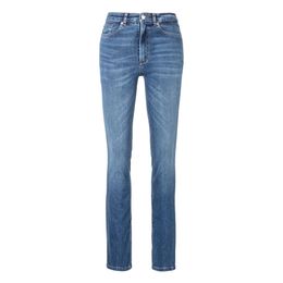 Slim-fit-Jeans BOSS Orange "C_ROSA HR 2.0" Gr. 28, N-Gr, blau (bright blau 437), Damen, Denim/Jeans, Obermaterial: 92% Baumwolle, 6% Polyester, 2% Elasthan, unifarben, Jeans, mit Leder-Badge