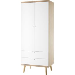 Kleiderschrank Andas "MERLE Kleiderschrank mit Schubladen, Schlafzimmerschrank, Garderobe", braun (eiche rivera dekor), B:80cm H:197cm T:56cm, Schränke, im skandinavischen Design, aus FSC-zertifiziertem Holzwerkstoff