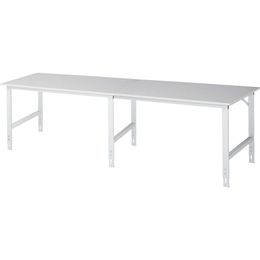 Rau Arbeitstisch, höhenverstellbar, Gestell 60 x 30 mm, melaminharzbeschichte Platte, BxT 3000 x 1000 mm, lichtgRau
