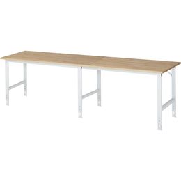 Rau Arbeitstisch, höhenverstellbar, Gestell 60 x 30 mm, Buchenplatte massiv, BxT 3000 x 800 mm, lichtgRau