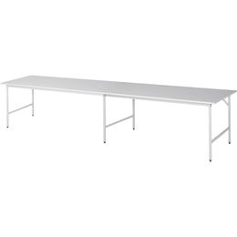 Rau Arbeitstisch, höhenverstellbar, Gestell 30 x 30 mm, melaminharzbeschichtete Platte, BxT 4000 x 1000 mm, lichtgRau