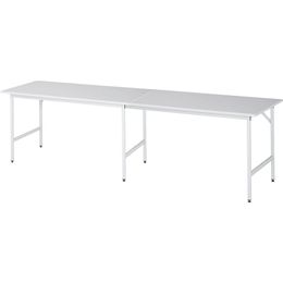 Rau Arbeitstisch, höhenverstellbar, Gestell 30 x 30 mm, melaminharzbeschichtete Platte, BxT 3000 x 800 mm, lichtgRau
