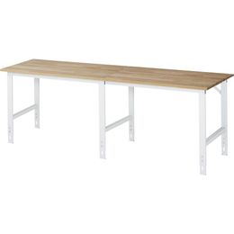Rau Arbeitstisch, höhenverstellbar, Gestell 60 x 30 mm, Buchenplatte massiv, BxT 2500 x 800 mm, lichtgRau
