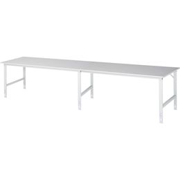 Rau Arbeitstisch, höhenverstellbar, Gestell 60 x 30 mm, melaminharzbeschichte Platte, BxT 4000 x 1000 mm, lichtgRau