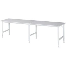 Rau Arbeitstisch, höhenverstellbar, Gestell 60 x 30 mm, melaminharzbeschichte Platte, BxT 3000 x 800 mm, lichtgRau