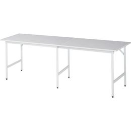 Rau Arbeitstisch, höhenverstellbar, Gestell 30 x 30 mm, melaminharzbeschichtete Platte, BxT 2500 x 800 mm, lichtgRau
