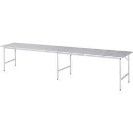Rau Arbeitstisch, höhenverstellbar, Gestell 30 x 30 mm, melaminharzbeschichtete Platte, BxT 4000 x 800 mm, lichtgRau