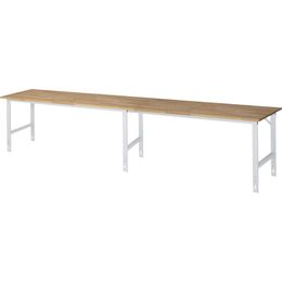 Rau Arbeitstisch, höhenverstellbar, Gestell 60 x 30 mm, Buchenplatte massiv, BxT 4000 x 800 mm, lichtgRau
