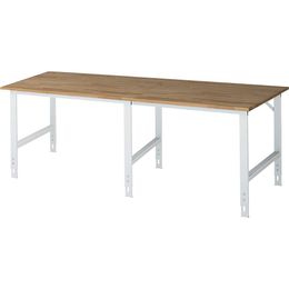Rau Arbeitstisch, höhenverstellbar, Gestell 60 x 30 mm, Buchenplatte massiv, BxT 2500 x 1000 mm, lichtgRau