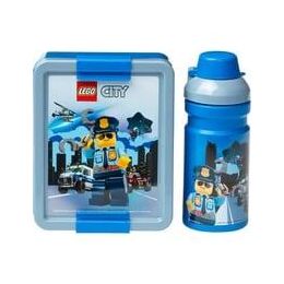 LEGO Lunch-Box Set City blau/silber, 2-teilig, mit Trinkflasche