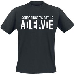 Tierisch Schr&ouml;dinger's Cat Is Alive T-Shirt schwarz in 3XL