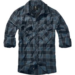 Brandit Checkshirt Langarmhemd blau grau schwarz in M 9286/29 E