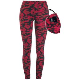 Rock Rebel by EMP Rote Camo-Leggings mit seitlichen Taschen Leggings rot in 5XL M437066
