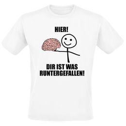 Spr&uuml;che Hier! Dir ist was runtergefallen! T-Shirt wei&szlig; in XXL T3025 - B&C E150 - mc