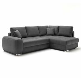 Roller Ecksofa - graphit - Boxspringfederung - Dauerschläfer - Chromfüße