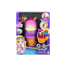 Mattel HFR00 - Polly Pocket - Spielset, 2 Mini-Puppen + 25 Überraschungen, Eiswaffel