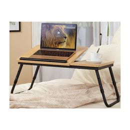 Dynamic24 Holz Laptoptisch Betttisch Notebooktisch Bett Tisch höhenverstellbar Klapptisch