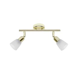 Brilliant Lampe Sofia Spotrohr 2flg messing/weiß-alabaster 2x D45, E14, 40W, geeignet für Tropfenlampen (nicht enthalten) Köpfe schwenkbar