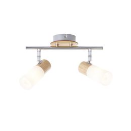 Brilliant Lampe Babsan Spotrohr 2flg holz hell/weiß 2x C35, E14, 3.5W, geeignet für Kerzenlampen (nicht enthalten) Köpfe schwenkbar