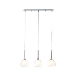 Brilliant Lampe Hadan Pendelleuchte 3flg chrom/weiß-transparent 3x D45, E14, 40W, geeignet für Tropfenlampen (nicht enthalten) In der Höhe einstellbar / Kabel kürzbar