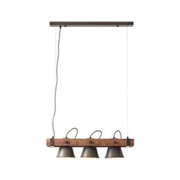 Brilliant Lampe Plow Pendelleuchte 3flg schwarz stahl/holz 3x A60, E27, 10W, geeignet für Normallampen (nicht enthalten) Köpfe schwenkbar