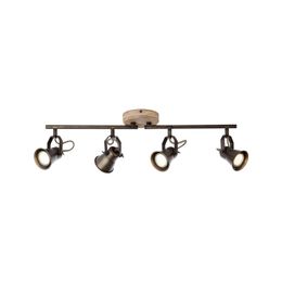 Brilliant Lampe Seed Spotrohr 4flg schwarz stahl/holz hell 4x PAR51, GU10, 5W, geeignet für Reflektorlampen (nicht enthalten) Köpfe schwenkbar / Arme drehbar