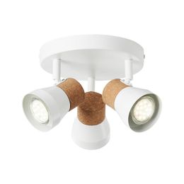 Brilliant Lampe Moka Spotrondell 3flg weiß matt/braun 3x PAR51, GU10, 10W, geeignet für Reflektorlampen (nicht enthalten) Köpfe schwenkbar