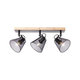 Brilliant Lampe, Whole Spotbalken 3flg schwarz/holzfarbend, Metall/Holz, 3x D45, E14, 40W,Tropfenlampen (nicht enthalten)